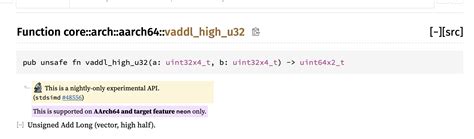 Documentation For Aarch Claims That Anything From Arm Shared Is Unstable Issue Rust