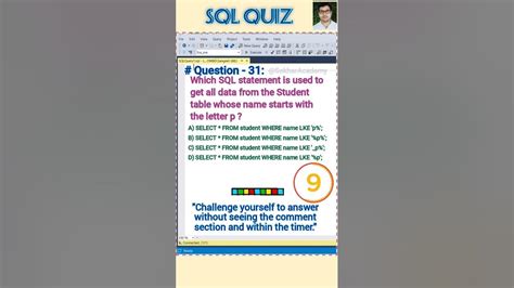 Sql Quiz 31 Sql Mysql Coding Quiz Interview Mcq Shorts