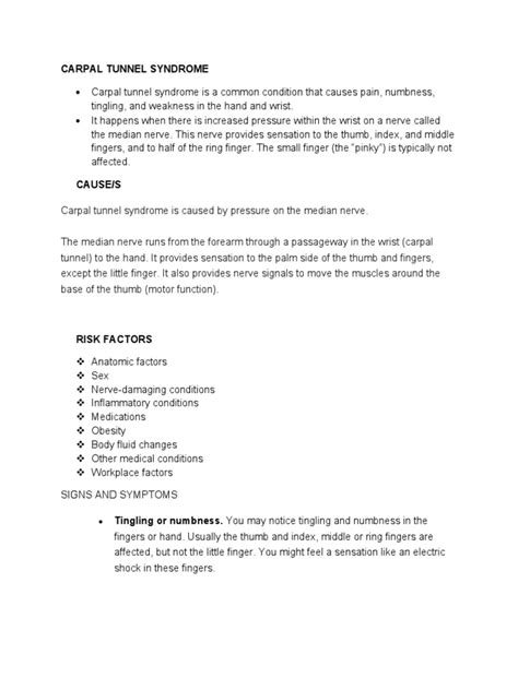 An Overview Of Carpal Tunnel Syndrome Causes Symptoms Diagnosis