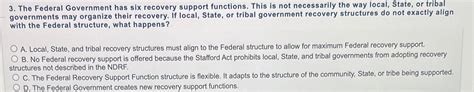 Solved The Federal Government Has Six Recovery Support