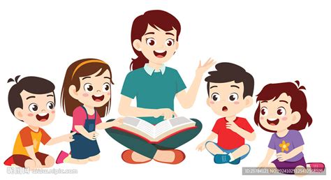 可爱儿童学生围坐在老师身边听课设计图其他动漫动画设计图库昵图网
