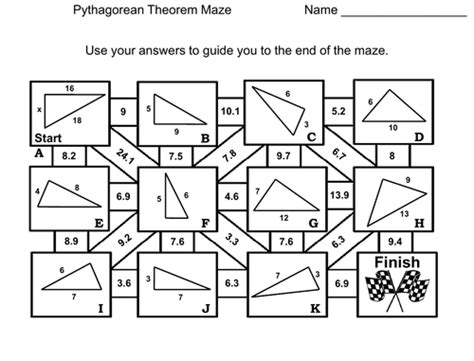 Pythagorean Theorem Activity Math Maze Teaching Resources