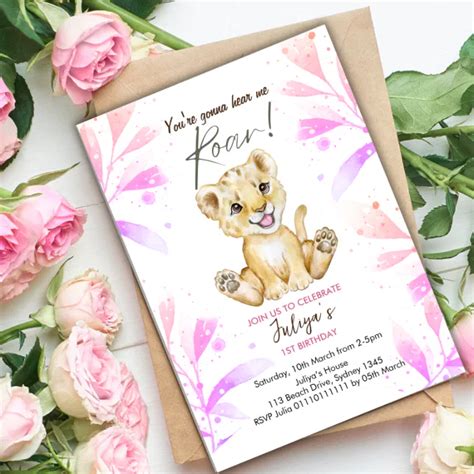 Youre Gonna Hear Me Roar 1st Birthday Invitation Zazzle