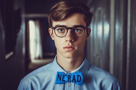Premium Ai Image A Young Man With Glasses On And A Blue Shirt That