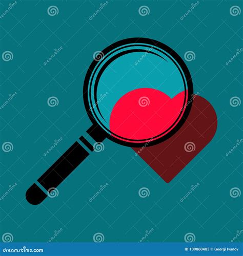 A Magnifying Glass Looking At A Red Heat Stock Vector Illustration Of