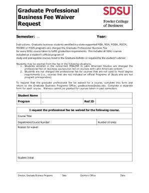 Fillable Online Professional Fee Waiver Request Form Fax Email Print PdfFiller