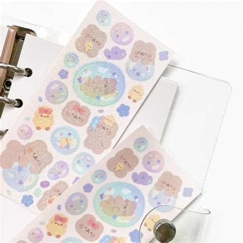 Monani Studio Cute Bear And Duck In Water Drop Korean Sticker