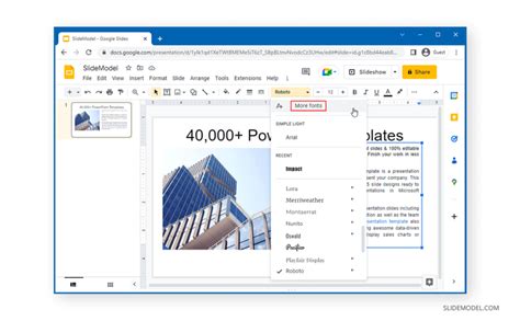 03 Locating More Fonts Option In Google Slides SlideModel