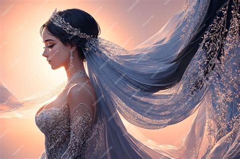 Premium Photo Woman Wearing Wedding Dress From Side