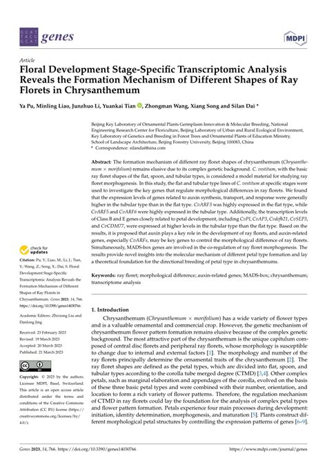 Pdf Floral Development Stage Specific Transcriptomic Analysis Reveals