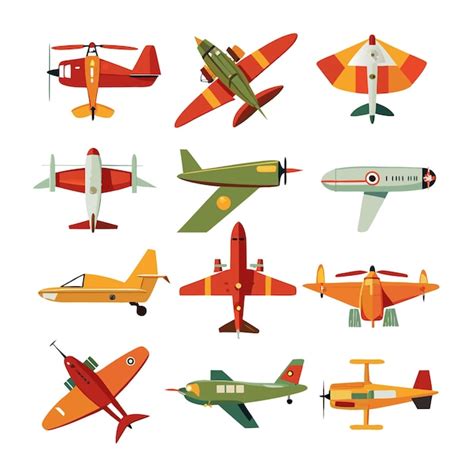 Plane Cartoon Set Premium AI Generated Vector