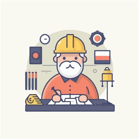 Premium Vector Vector Illustration Of Architect In Simple And Minimalist Flat Design Style