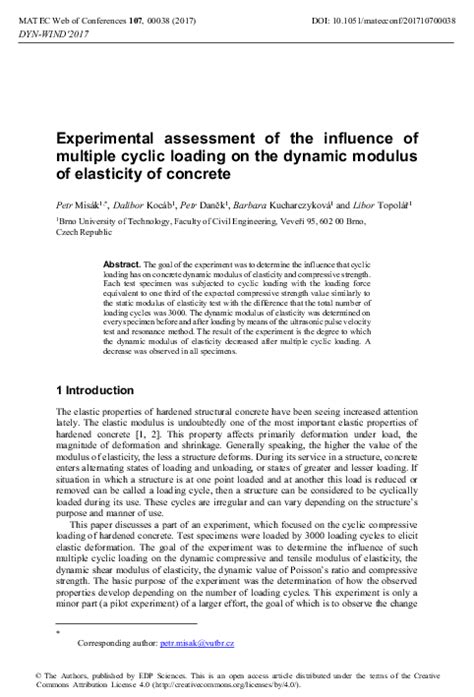 Pdf Experimental Assessment Of The Influence Of Multiple Cyclic Loading On The Dynamic Modulus