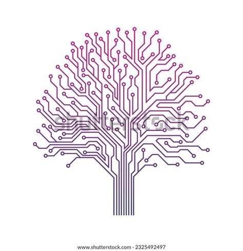 Abstract Circuit Board Tree Vector Icon Stock Vector Royalty Free
