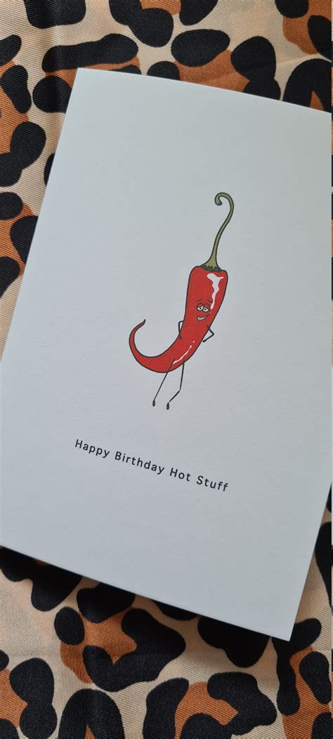 Happy Birthday Hot Stuff Birthday Card Handmade Card Funny Etsy Uk