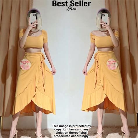 Best Seller Friday Croptop And Overlap Skirt Terno Coordinates Best