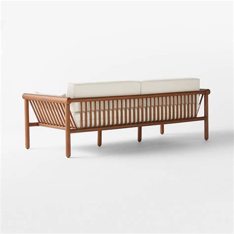 Bonelli Teak Outdoor Sofa With Ivory Sunbrella Cushions Cb2 Canada