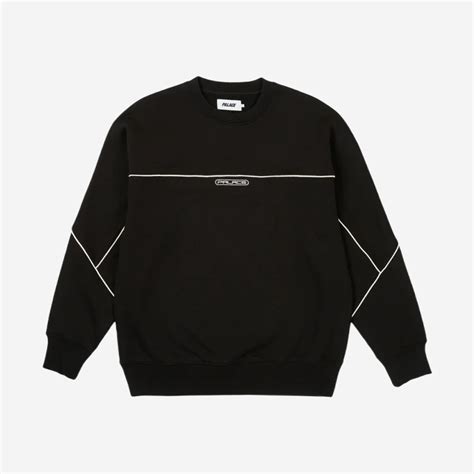 팔라스 파이프드 크루 블랙 23fw Palace Kream