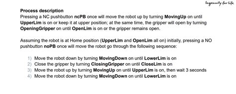 Solved Process Description Pressing A Nc Pushbutton Ncpb