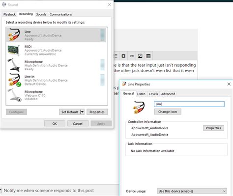 Rear Input Mic Port Not Working Windows Microsoft Community