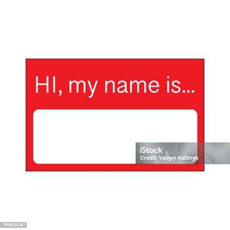 빨간색 이름 태그 빈 스티커 안녕하세요 흰색 배경에 내 이름 벡터 일러스트레이션 디자인용 클립 아트 요소 가입서에 대한 스톡 벡터 아트 및 기타 이미지 Istock