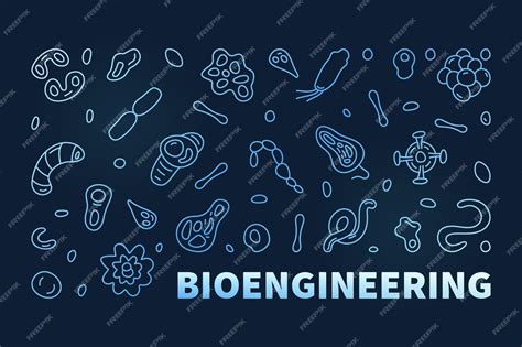 Premium Vector Bioengineering Vector Science Concept Thin Line Blue