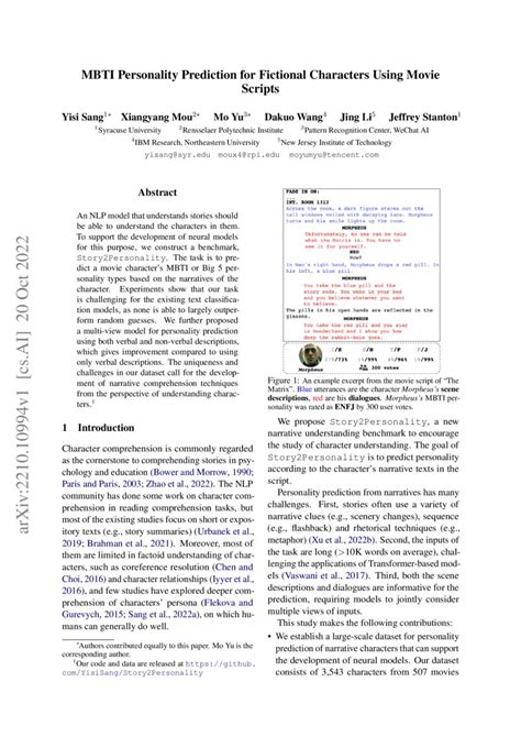 Mbti Personality Prediction For Fictional Characters Using Movie