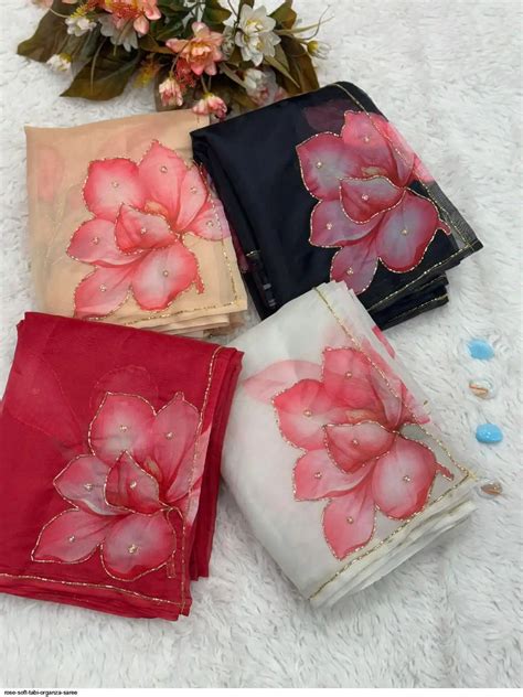 Rose Soft Tabi Organza Saree