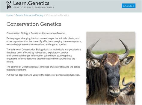 University Of Utah Learn Genetics Conservation Genetics Website For 9th 10th Grade Lesson