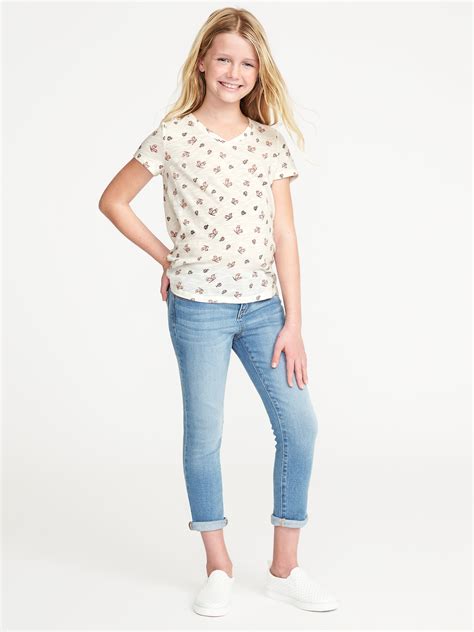 Butterfly Relaxed Slub Knit V Neck Tee For Girls Old Navy