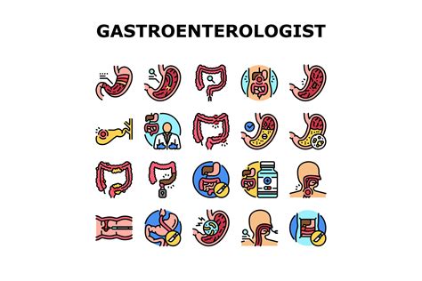 Gastroenterologist Doctor Stomach Icons Graphic By Stockvectorwin