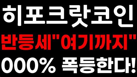 🔴 실시간 히포크랏코인 반등세 여기까지 000 폭등한다 비트코인 코인전망 히포크랏전망 Youtube