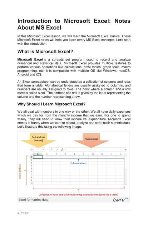 Solution Notes On Microsoft Excel Studypool