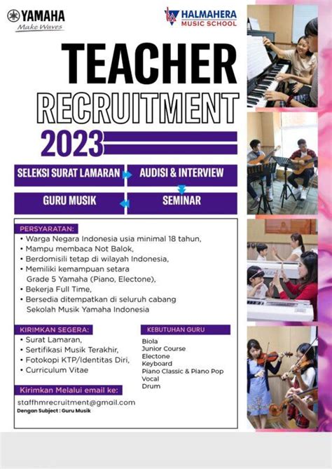 Lowongan Kerja Guru Musikmusic Teacher Di Halmahera Music School