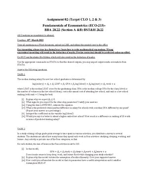 Chapter 17 Solution Of Econo Fundamentals Of Econometrics Studocu