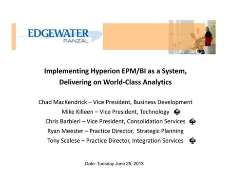 Implementing Hyperion Epm Bi As A System Delivering On World Class Analytics Ppt