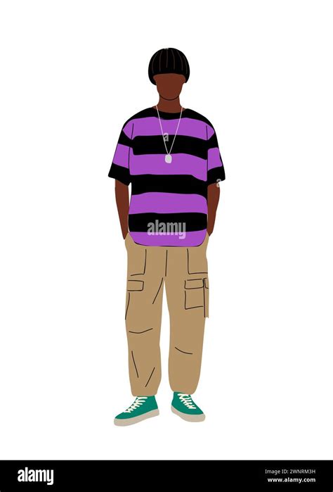 Stylish Black Guy Wearing Street Fashion Outfit Stock Vector Image