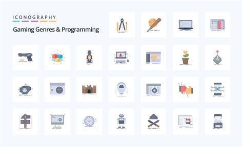 25 Gaming Genres And Programming Flat Color Icon Pack 18273122 Vector