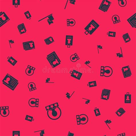 Set Create Account Screen Location Marker Resume And Identification Badge On Seamless Pattern