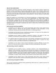 Guidanceonselectionexercisesdocx Docx SELECTION EXERCISES All