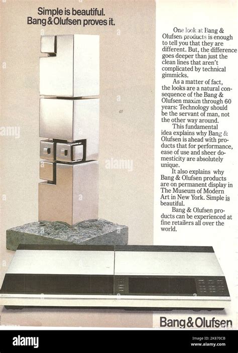 Bang And Olufsen Vintage Magazine Advertisement Bangandolufsen Advert Stock