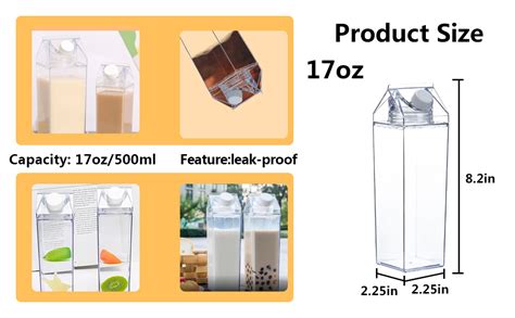 Voittozege 6 Pack 17oz Milk Carton Water Bottle Plastic