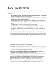 SQL Assignments Docx SQL Assignments SQL Related Assignments Will Be
