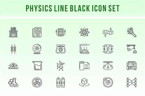 Physics Line Icon Set Graphic By Graphic Nehar Creative Fabrica