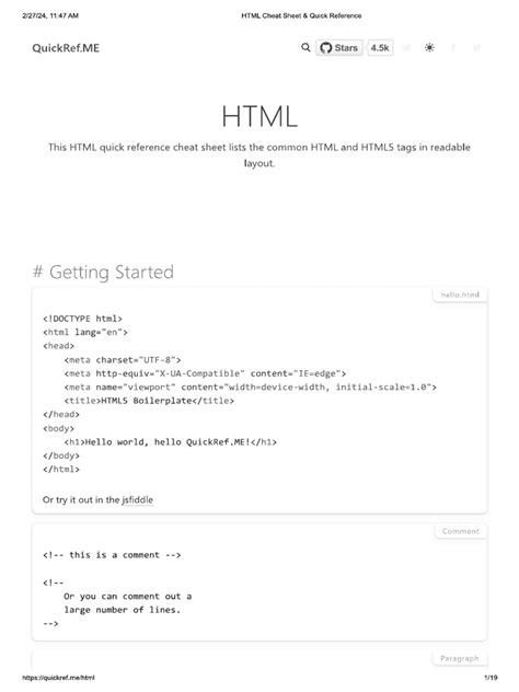 Html Cheet Code Pdf