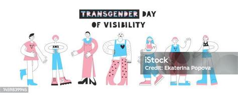 트랜스젠더 가시성의 날 깃발 색상과 Lgbt 기호를 가진 트랜스 Mtf 및 Ftm 사람들의 집합입니다 평등 다양성 포용 권리 개념 벡터 평면 그림입니다 트랜스젠더에 대한