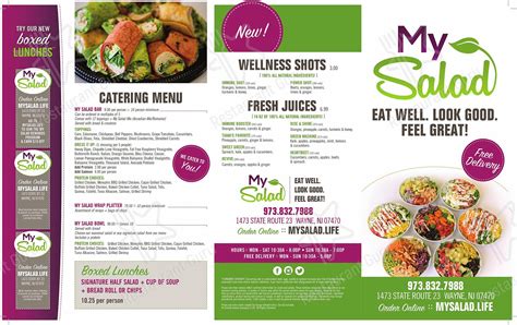 Menu At My Salad Restaurant Wayne