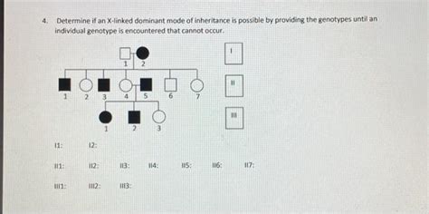Solved 4 Determine If An X Linked Dominant Mode Of Chegg