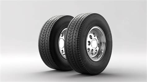 흰색 배경에 고립 된 두 개의 대형 트럭 타이어의 3d 렌더링 자동차 타이어 자동차 바퀴 자동차 림 배경 일러스트 및 사진