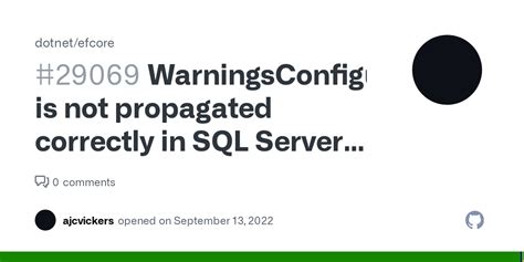 Warningsconfiguration Is Not Propagated Correctly In Sql Server